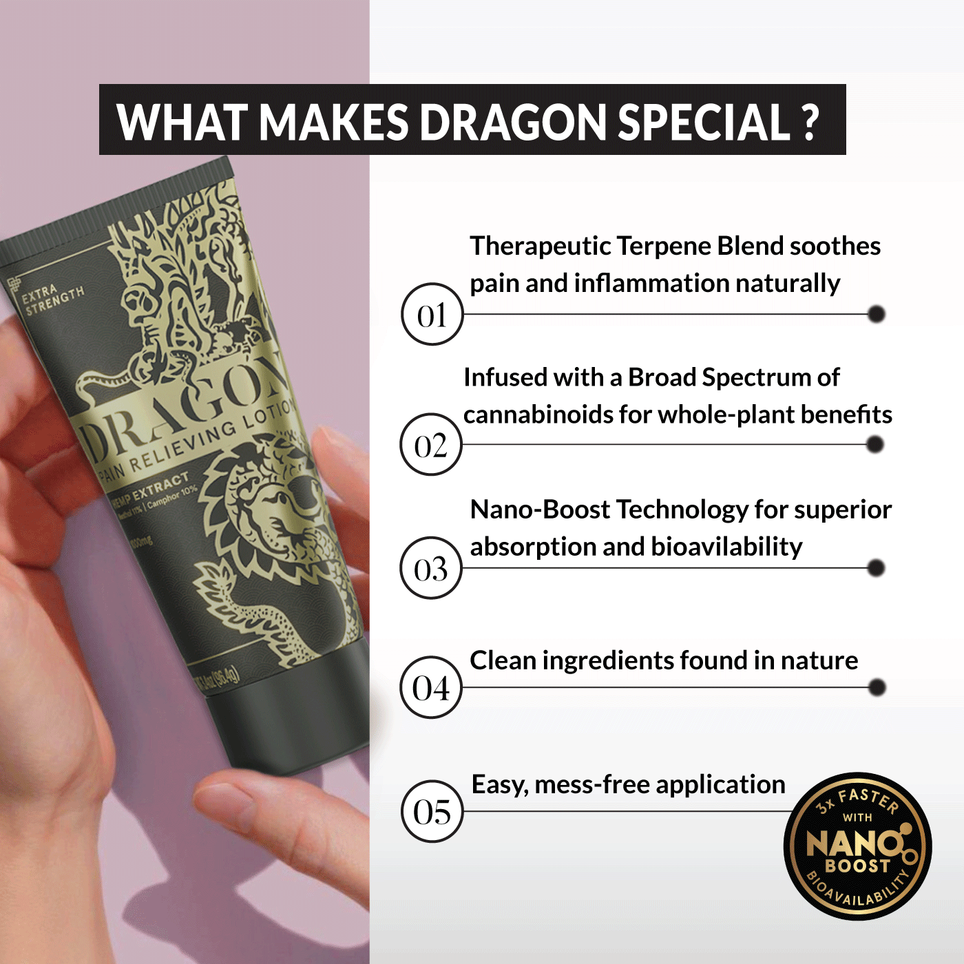 Dragon Pain Relieving Lotion Extra Strength 3.4oz - Broad Spectrum Formula